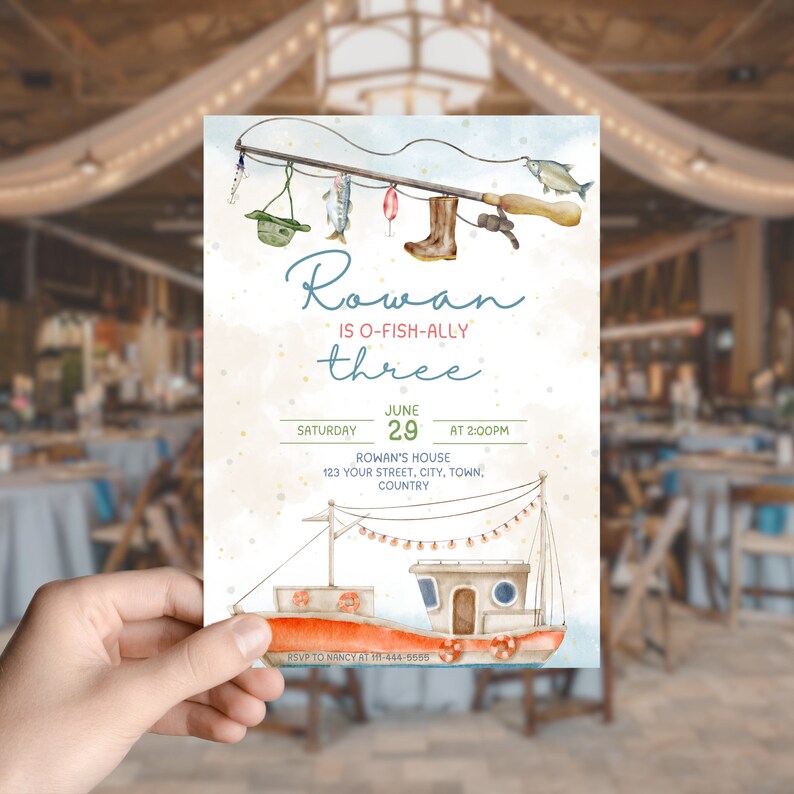 Fishing Birthday Party Invitation Fisherman Party Invite Printable ...