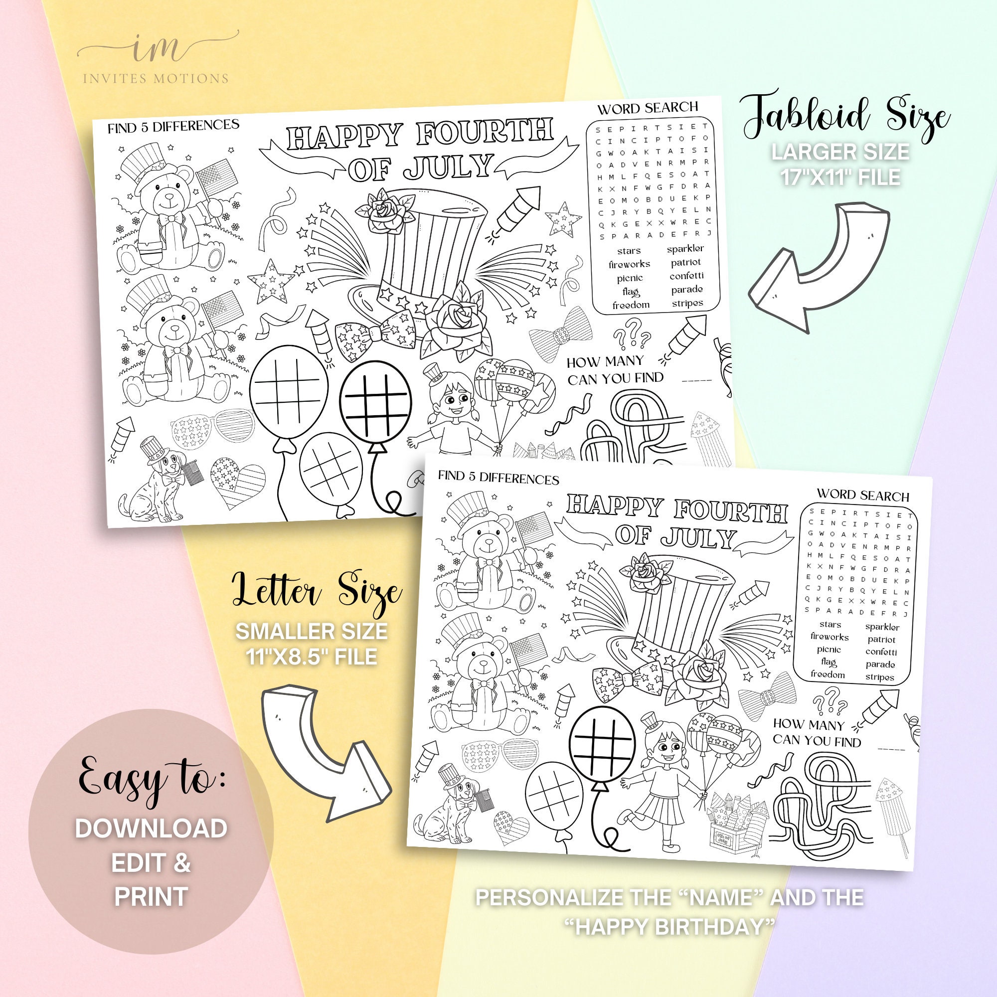 4th of July Kids Activity Sheet for Fourth of July Kids Coloring ...