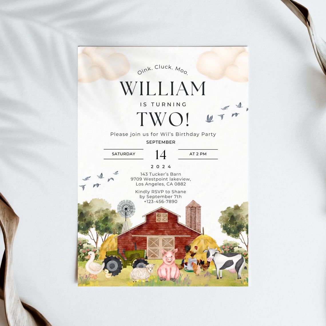 Barn Animals Birthday Invitation for Barnyard Invite Printable Template ...