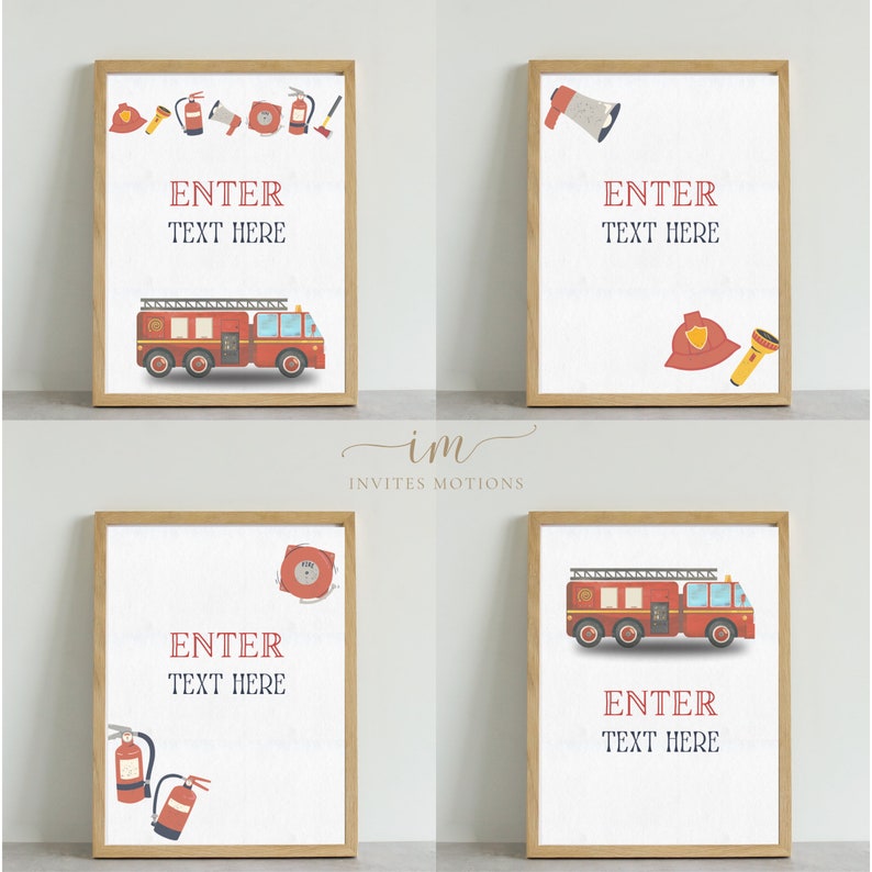 Firetruck Party Sign Editable for Fire Truck Theme Birthday Party Table ...