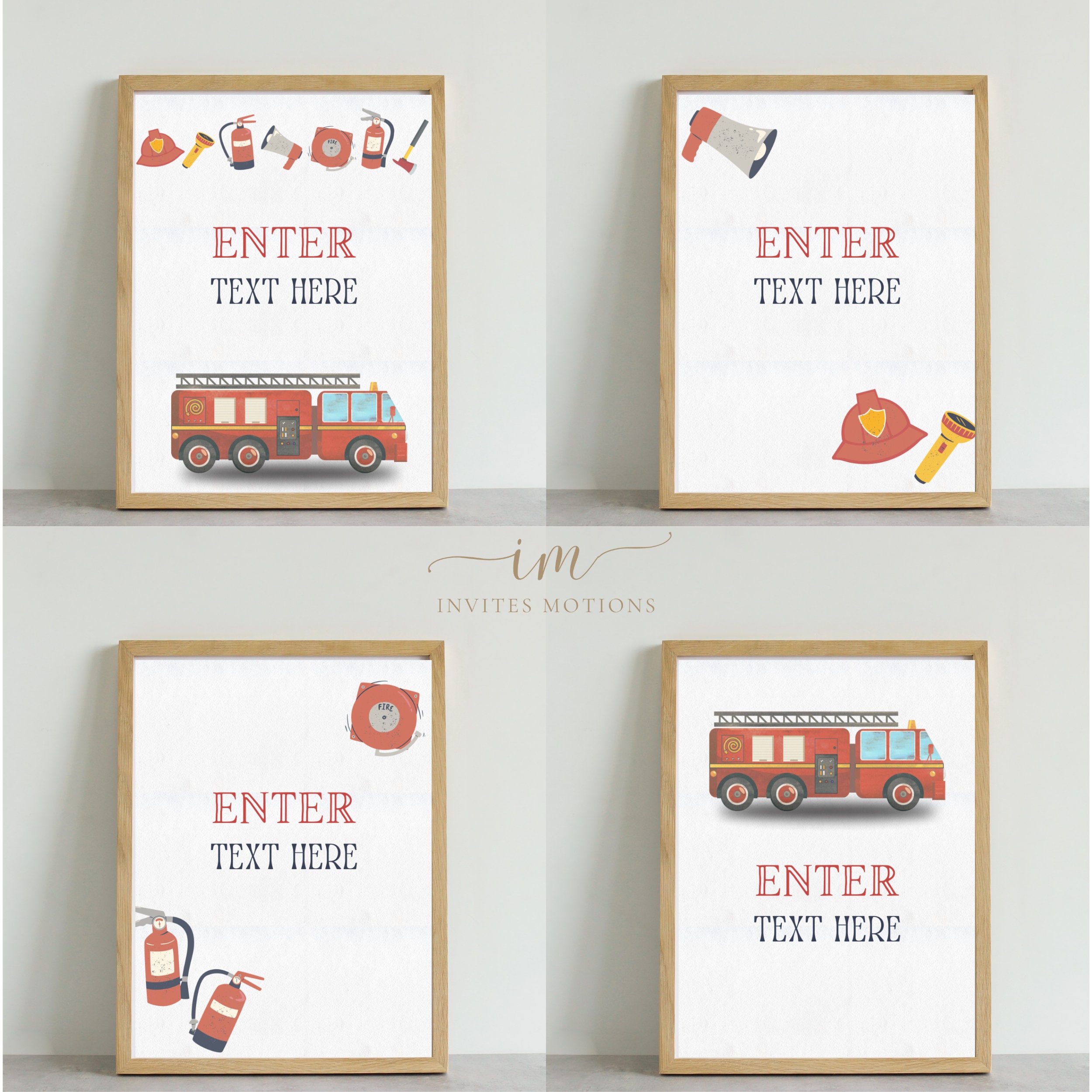 Firetruck Party Sign Editable for Fire Truck Theme Birthday Party Table ...