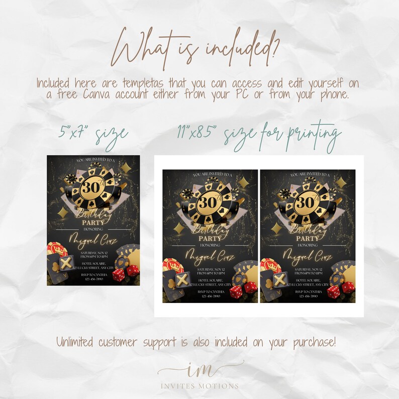 Editable Casino Birthday Invitation, Poker Night Invite, Poker Party ...