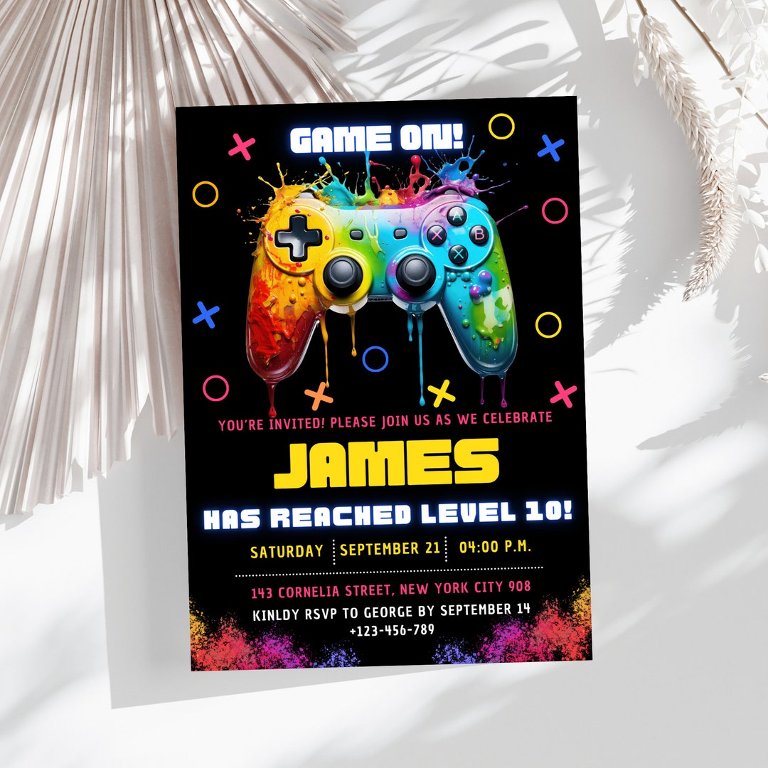 Video Game Birthday Invitation for Game Console Invite Printable ...