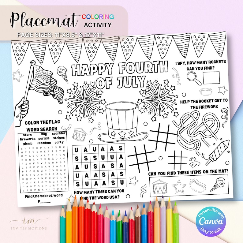 4th of July Kids Activity Sheet for Fourth of July Kids Coloring ...