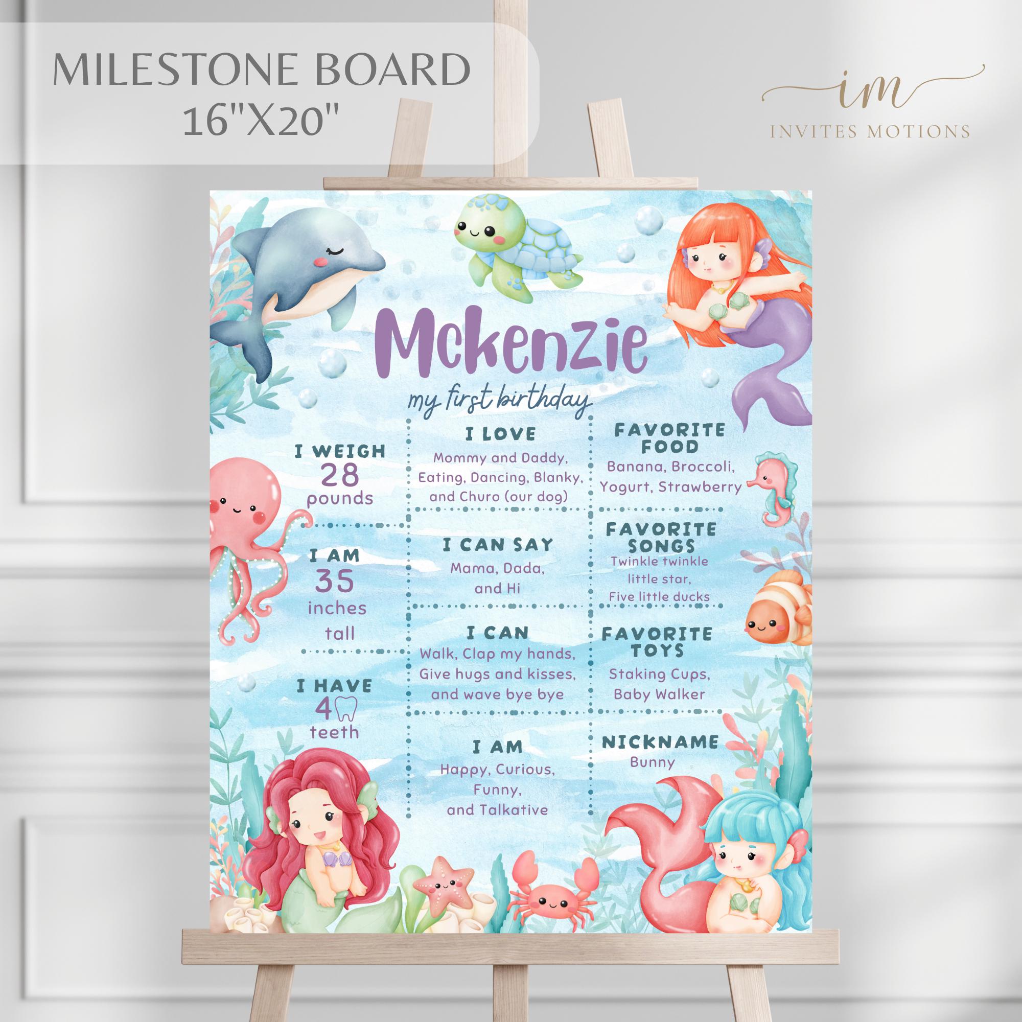 Editable Under the Sea Birthday Milestone Poster Template, Mermaid ...