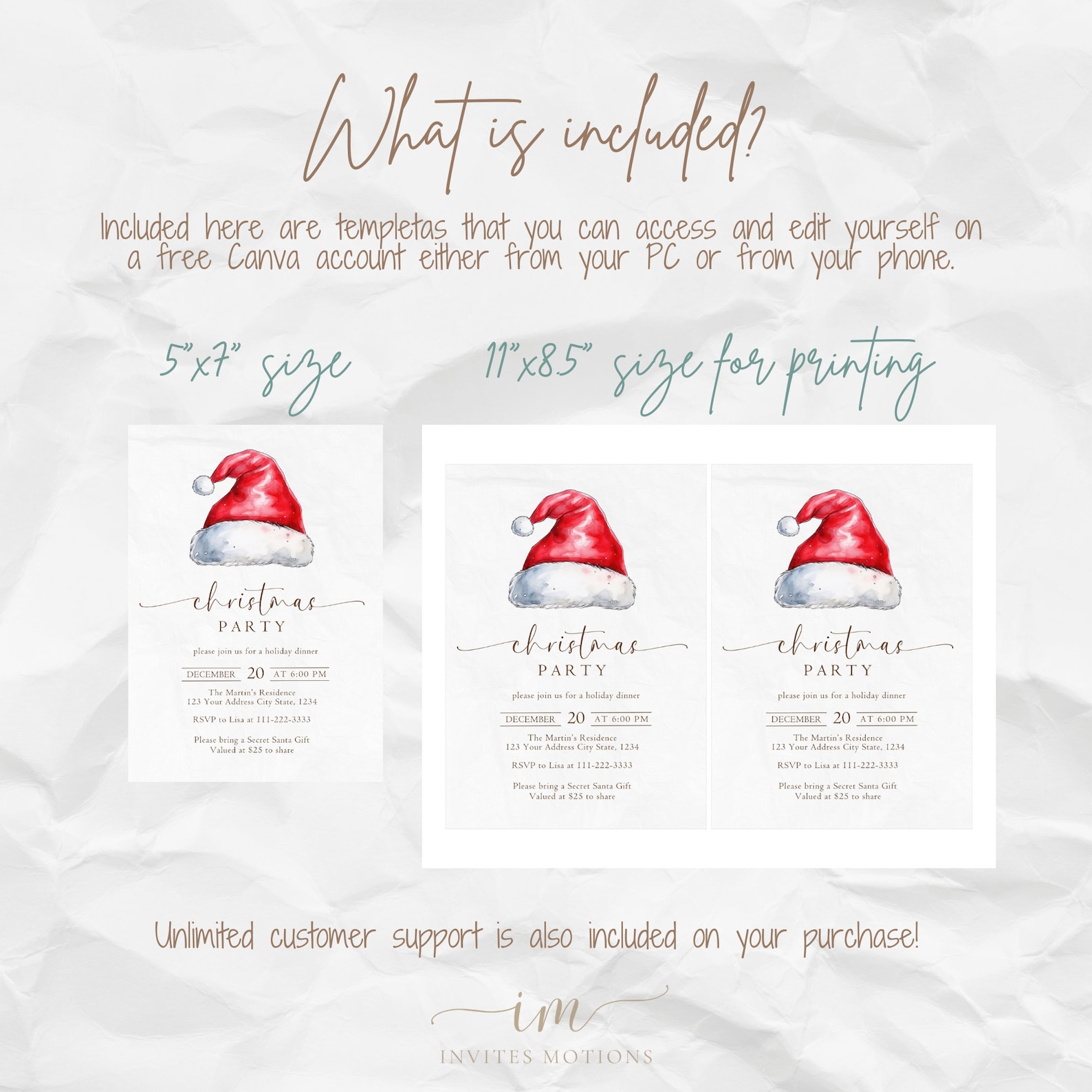 Christmas Party Invitation, Editable Christmas Party Invite, Secret ...