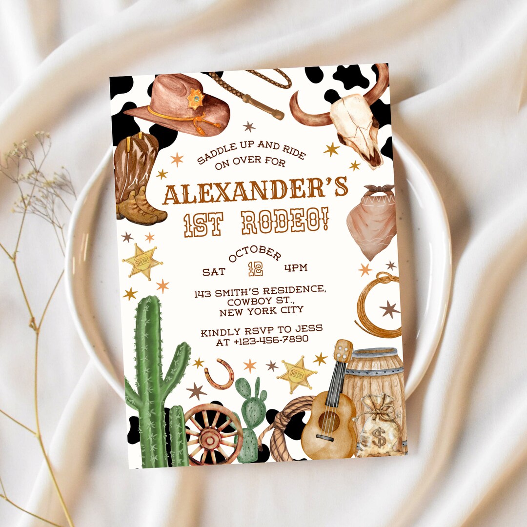 Cowboy Rodeo Birthday Invitation, Editable Cowboy Invite Printable ...