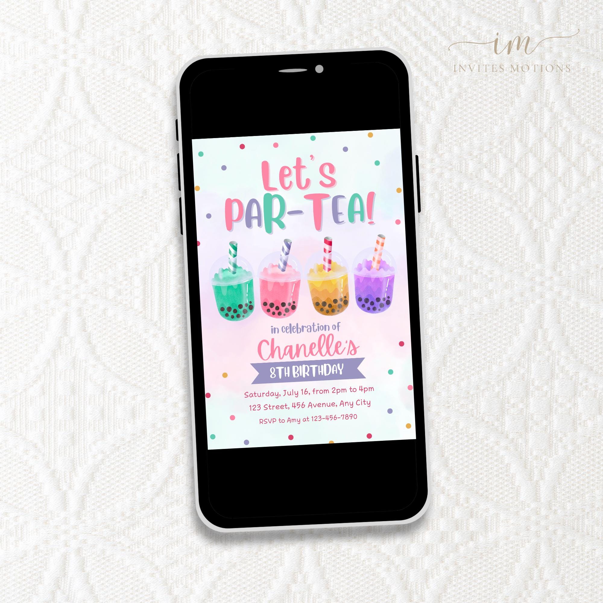 Boba Tea Birthday Party Invitation, Bubble Tea Party, Editable Boba ...