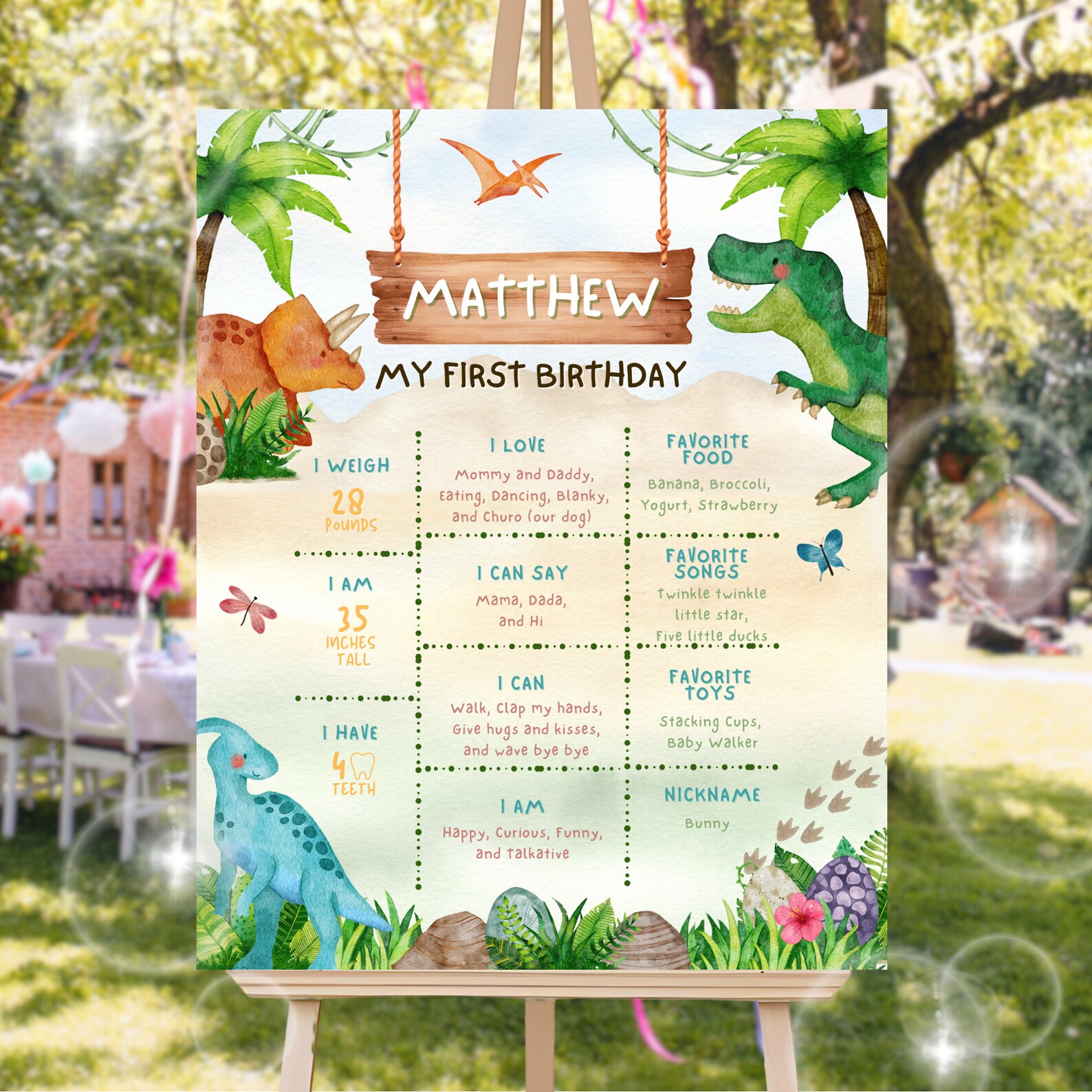 Editable Dinosaur First Birthday Milestone Poster Template, Dinosaurs ...