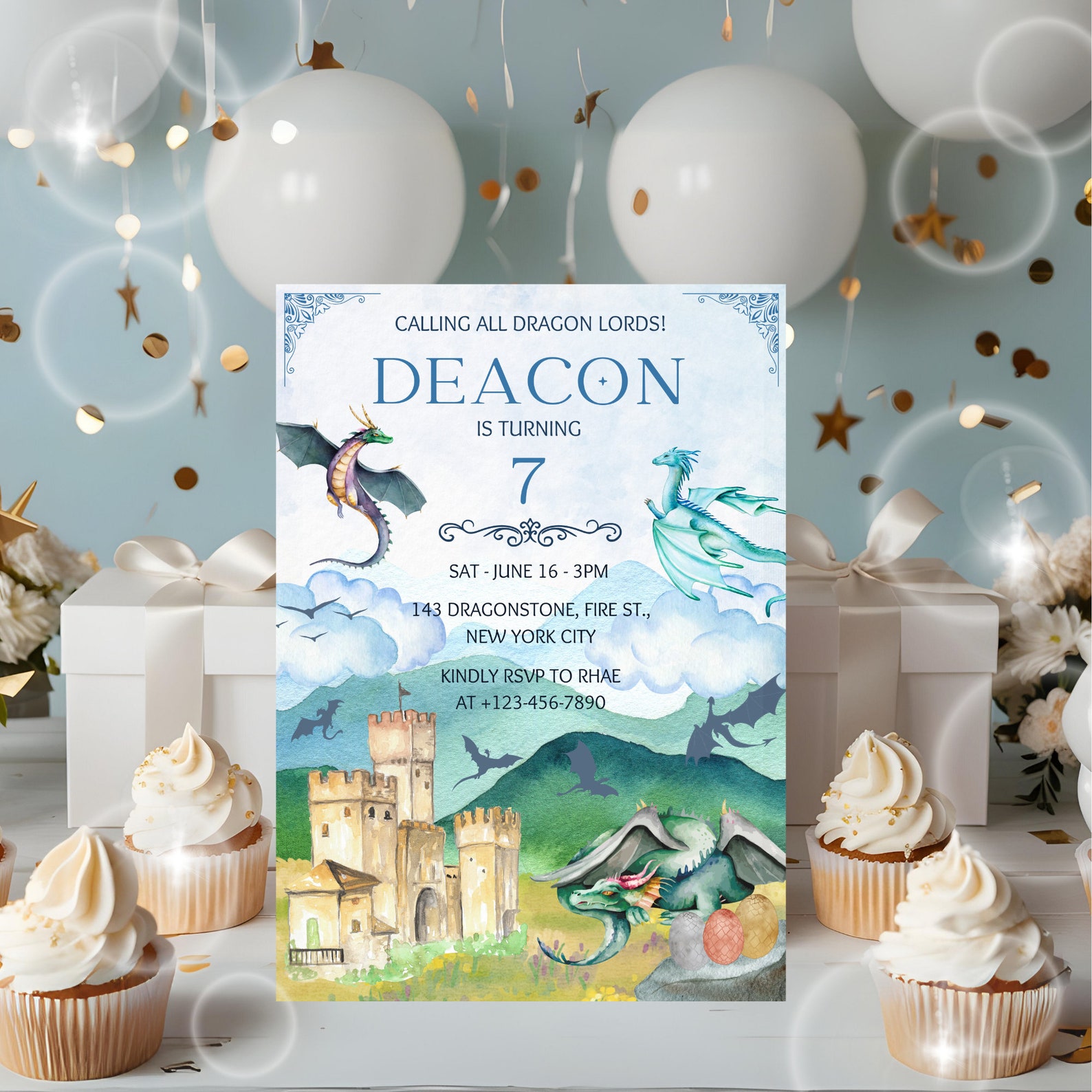 Dragon Birthday Party Invitation Dragon Lords Birthday Party Invite ...