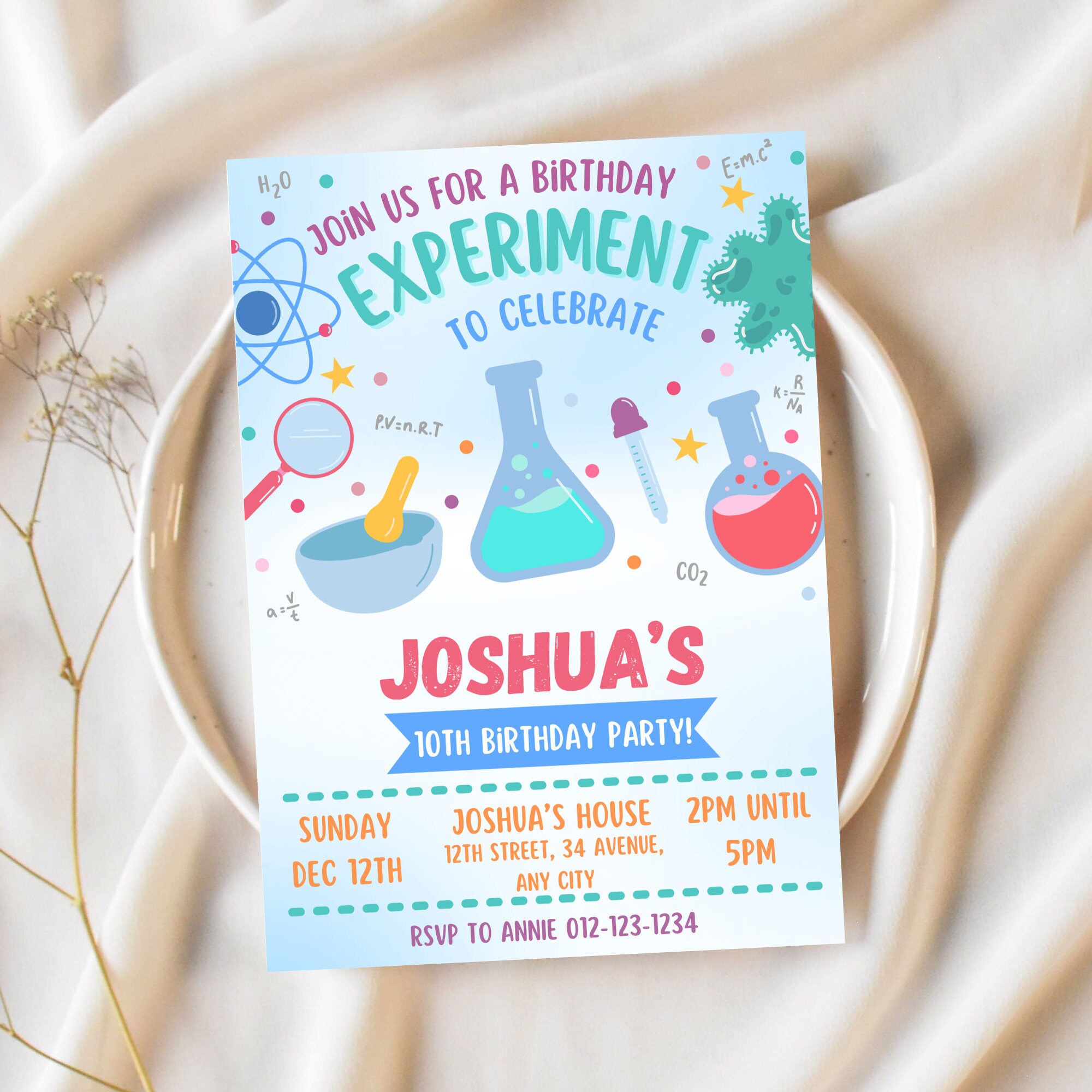 Mad Science Birthday Invitation, Editable Boy Scientist Party, Lab ...