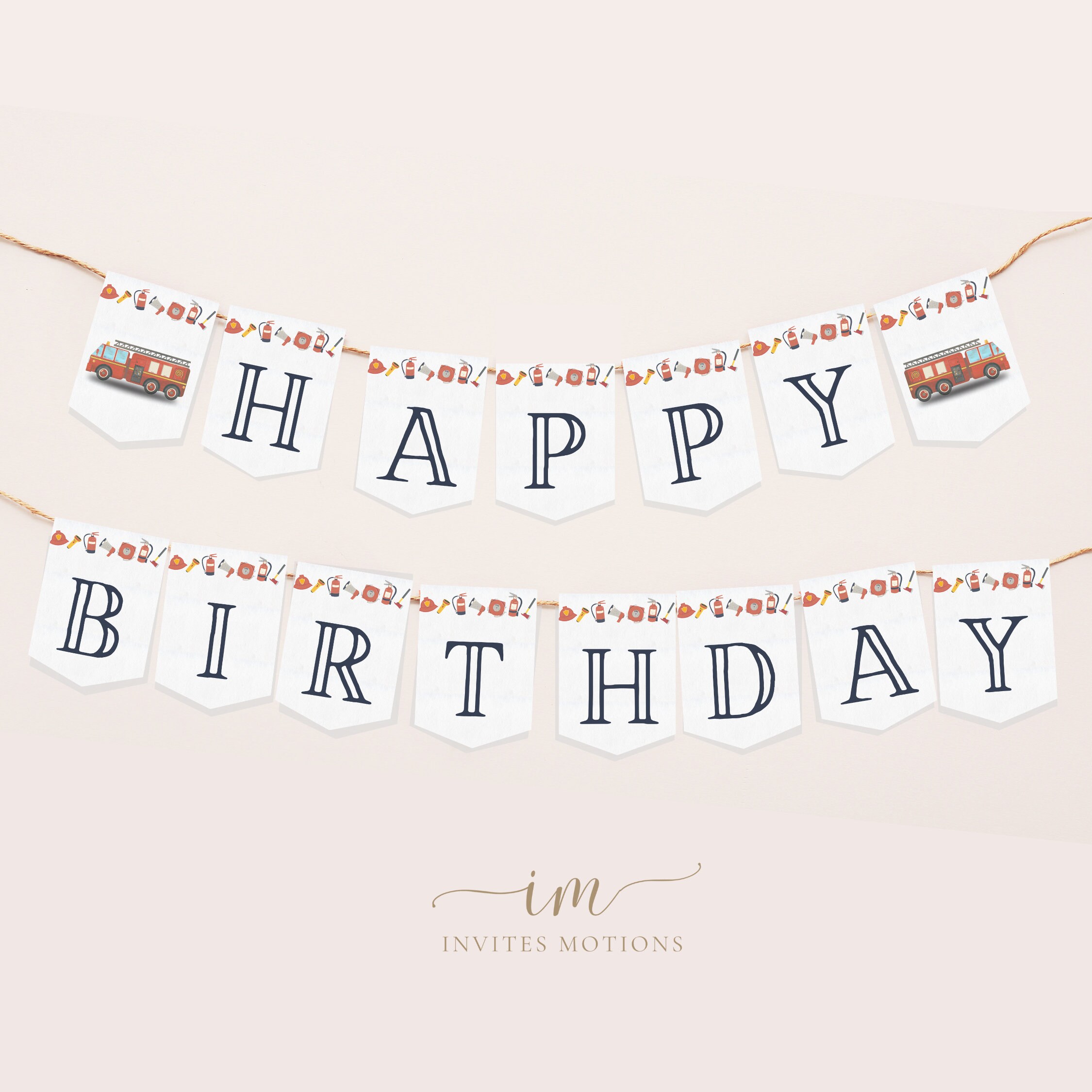 Firetruck Party Sign Editable for Fire Truck Theme Birthday Party Table ...