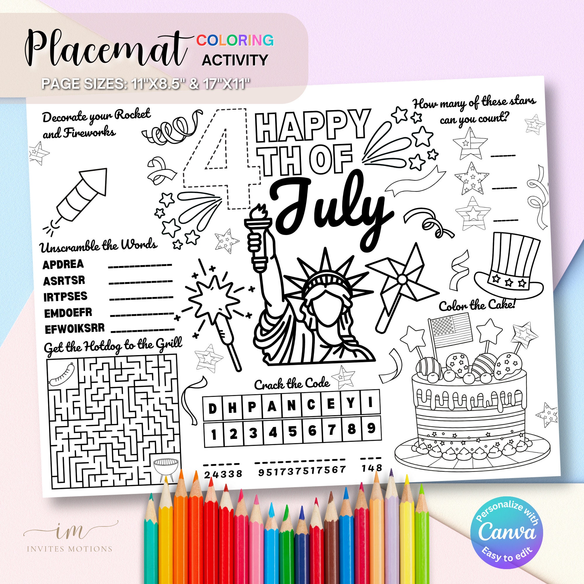 Fourth of July Kids Activity Sheet for 4th of July Kids Coloring ...