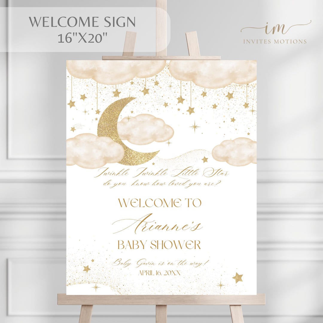 Twinkle Little Star Shower Welcome Sign, Editable Little Star Welcome ...