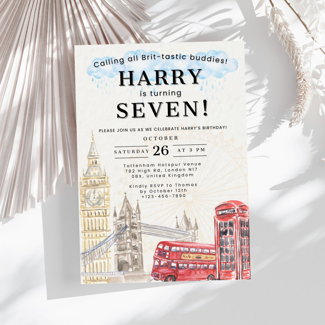 London Birthday Invitation for British Invite Printable Template Big ...