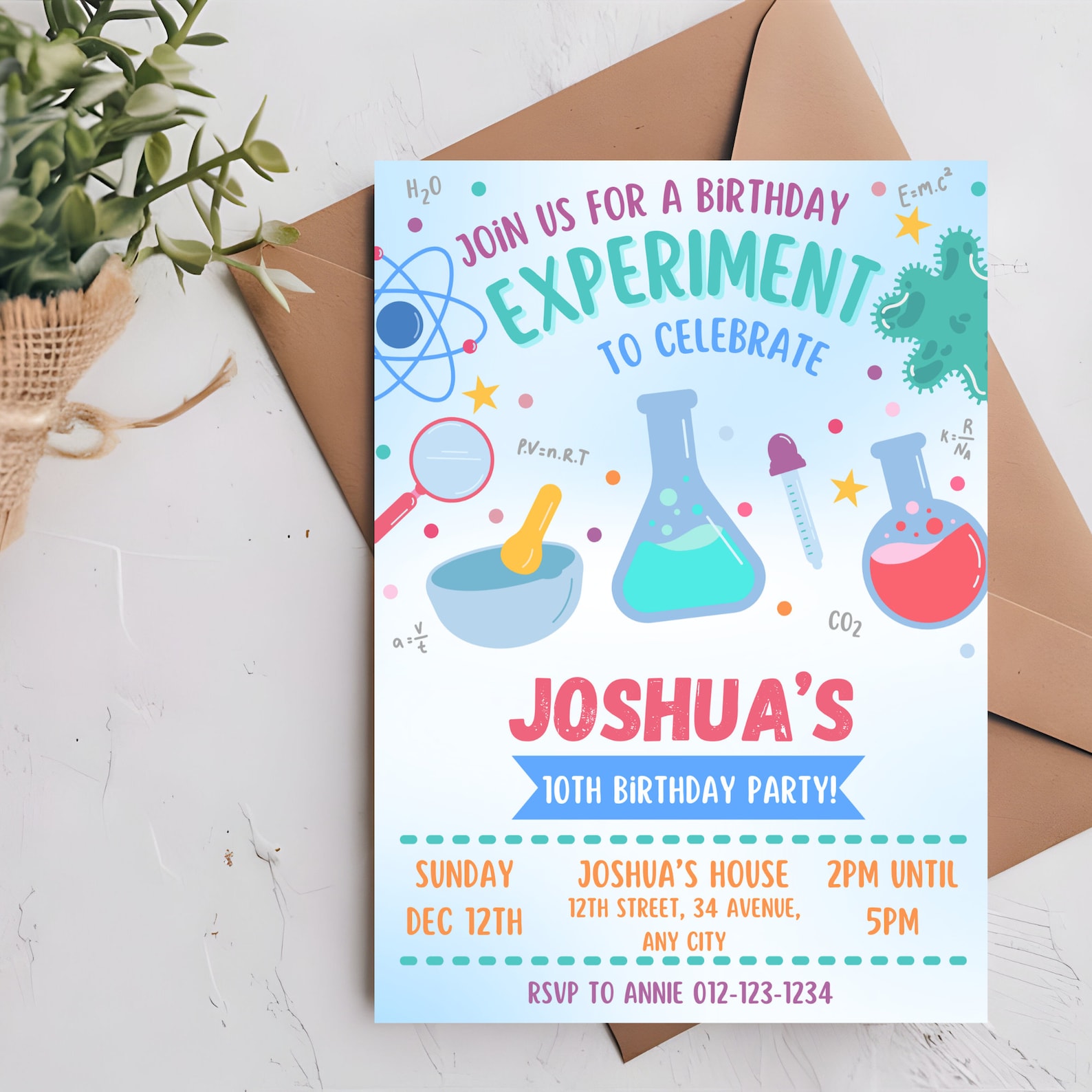 Mad Science Birthday Invitation, Editable Boy Scientist Party, Lab ...