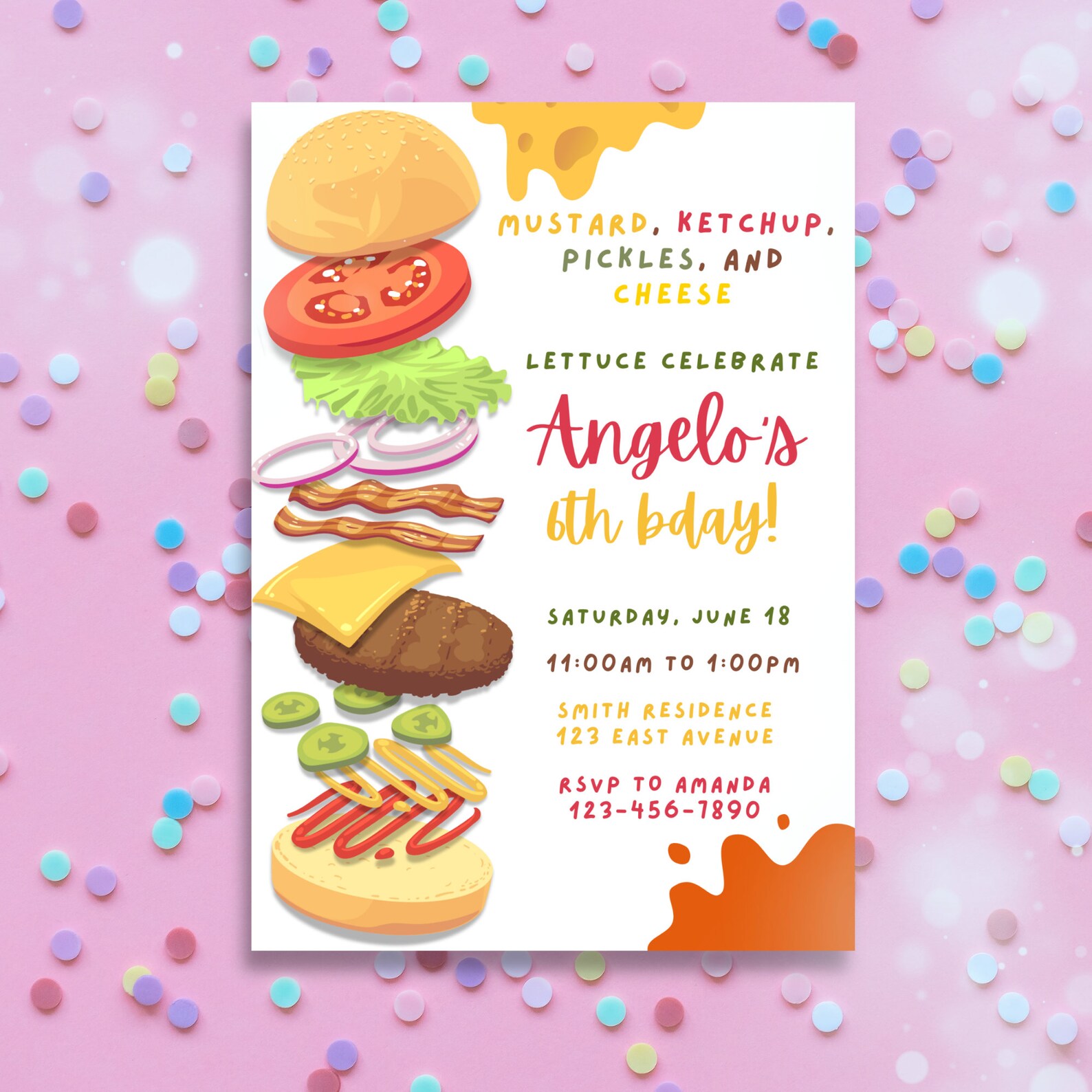 Burger Birthday Invitation, Burger Party Invite Printable Template ...