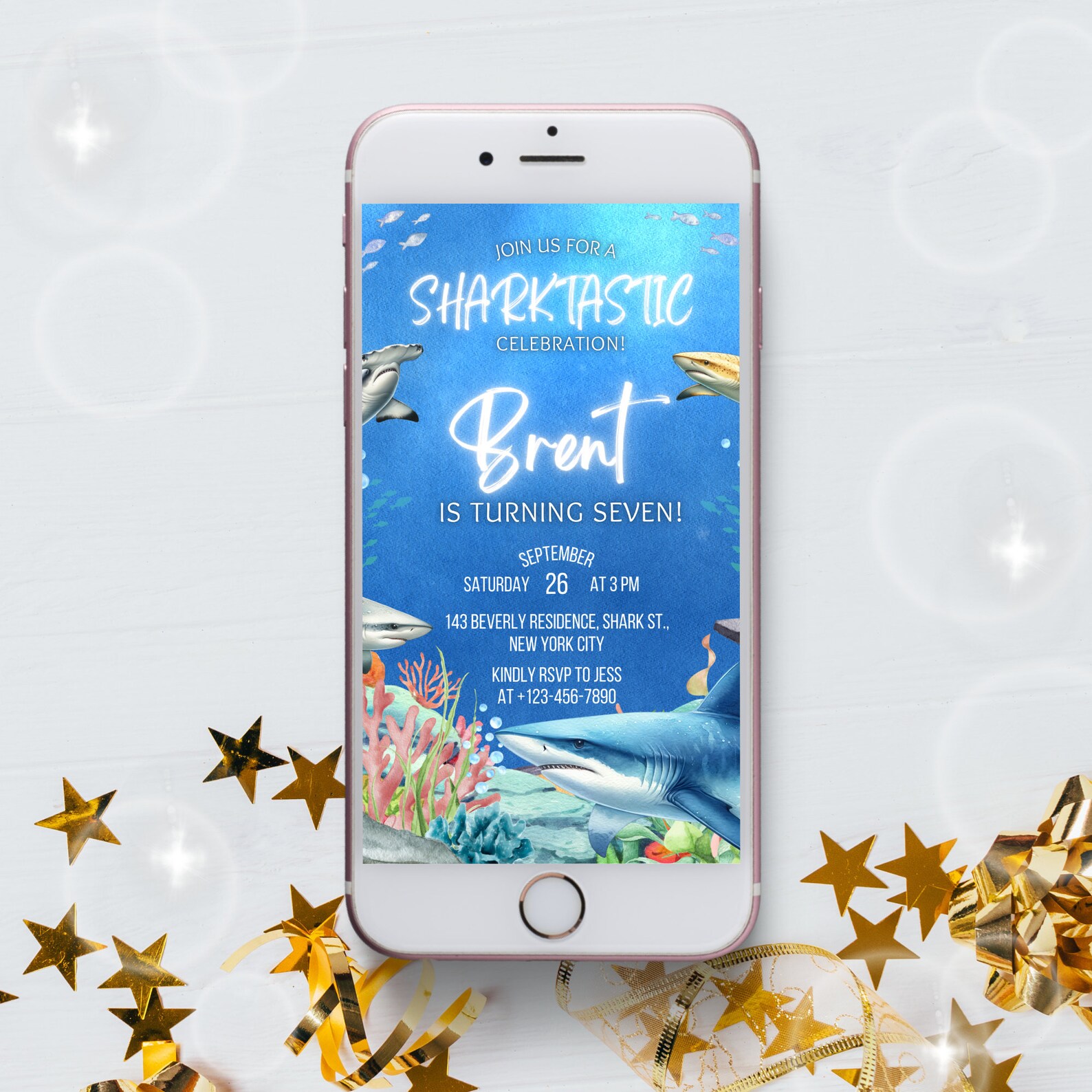 Shark Birthday Party Invitation Sharktastic Birthday Party Invite ...