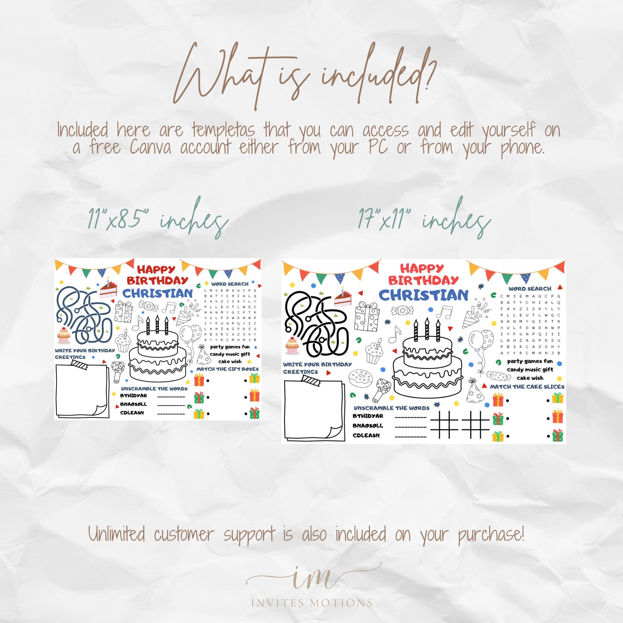 Birthday Party Coloring Page Placemat, Happy Birthday Party Mat ...