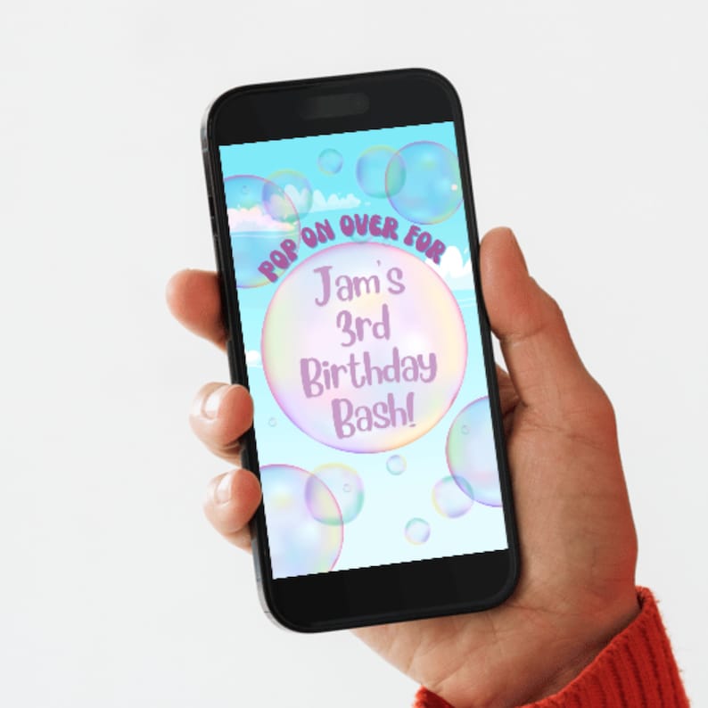 Bubble Party Birthday Video Invitation Editable Bubbles Text Message ...