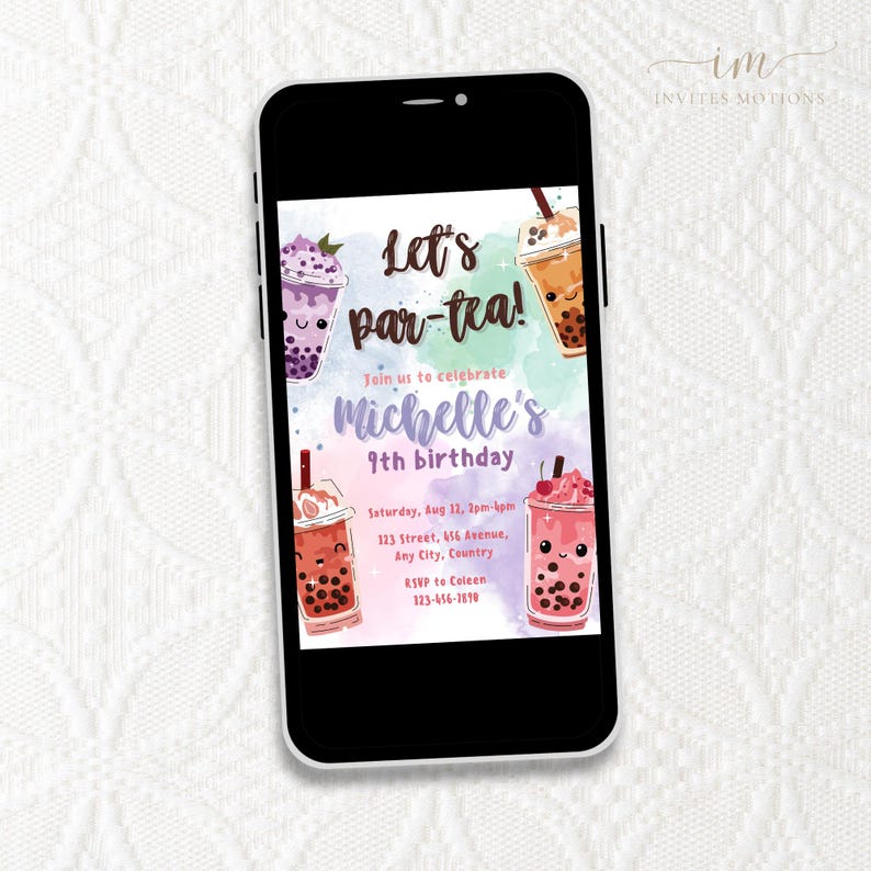 Boba Tea Birthday Party Invitation, Bubble Tea Party, Editable Boba ...