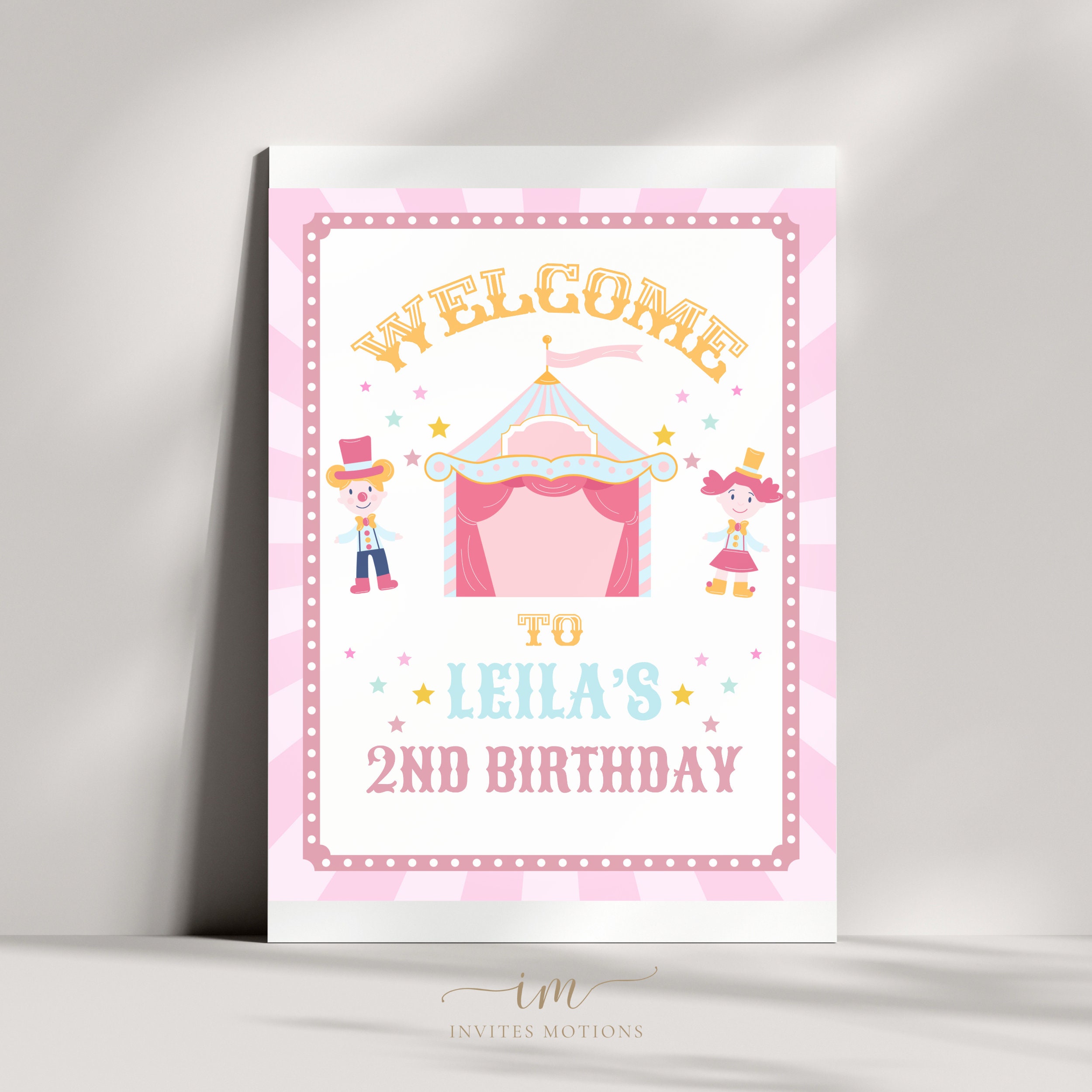 Pink Carnival Party Sign Editable for Circus Theme Birthday Party Table ...