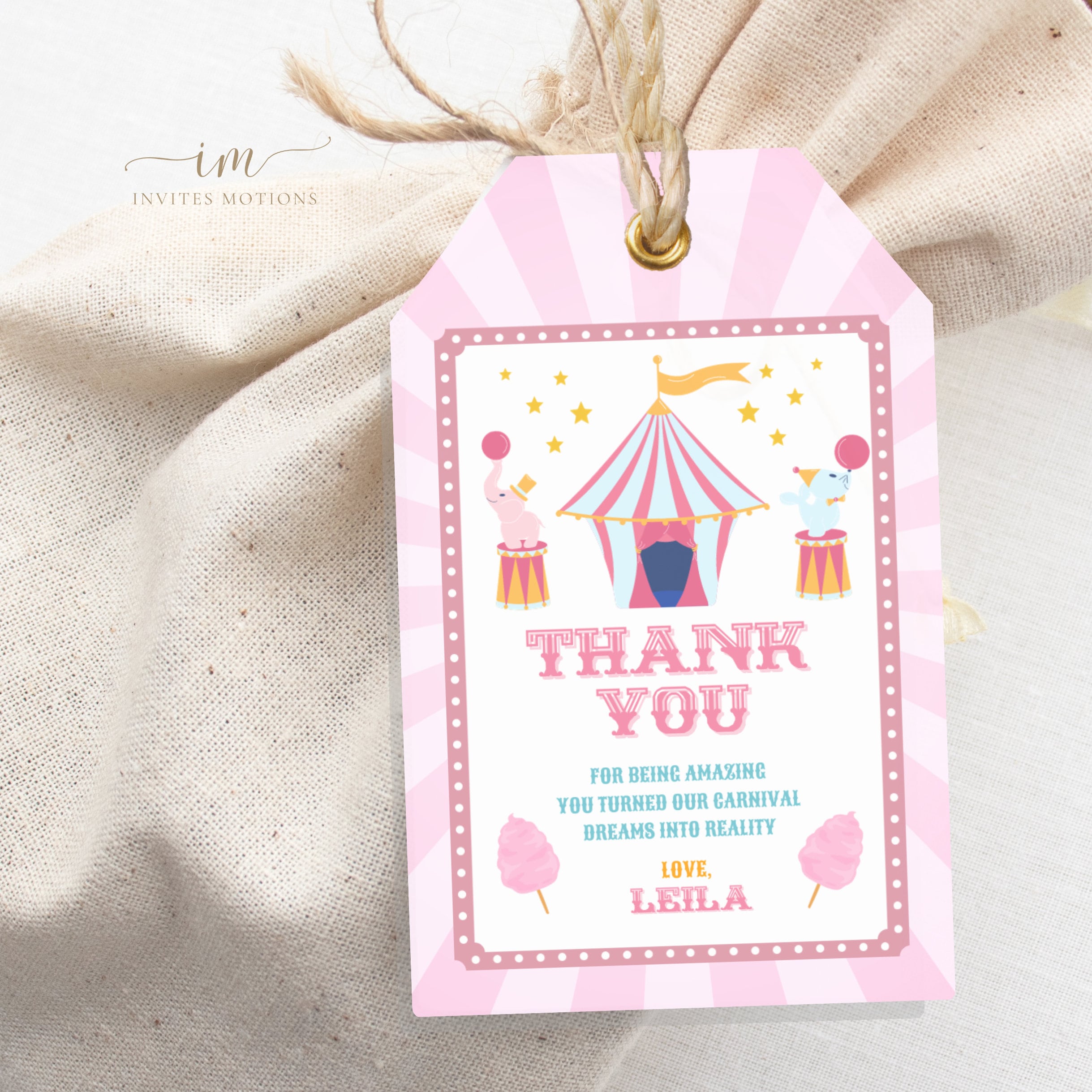 Editable Pink Carnival Birthday Invitation Bundle Carnival Theme ...