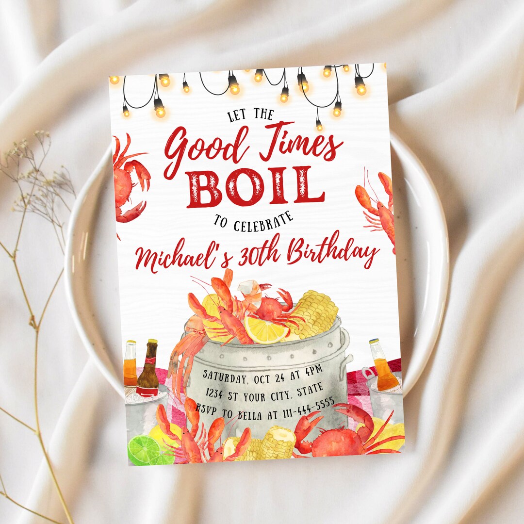 Seafood Birthday Invitation, Seafood Boil Party Invitation, Editable ...