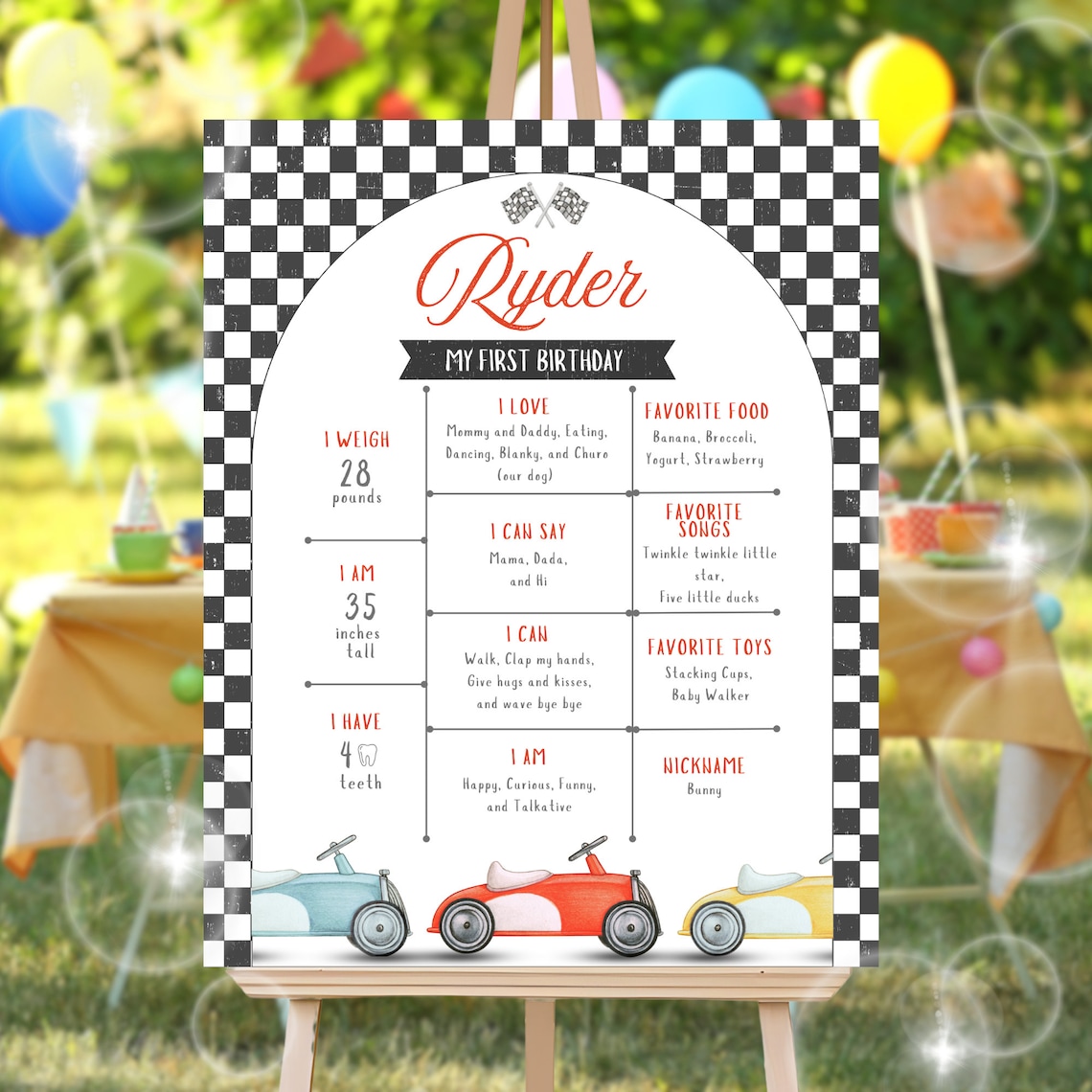 Editable Fast One First Birthday Milestone Poster Template Vintage Race ...