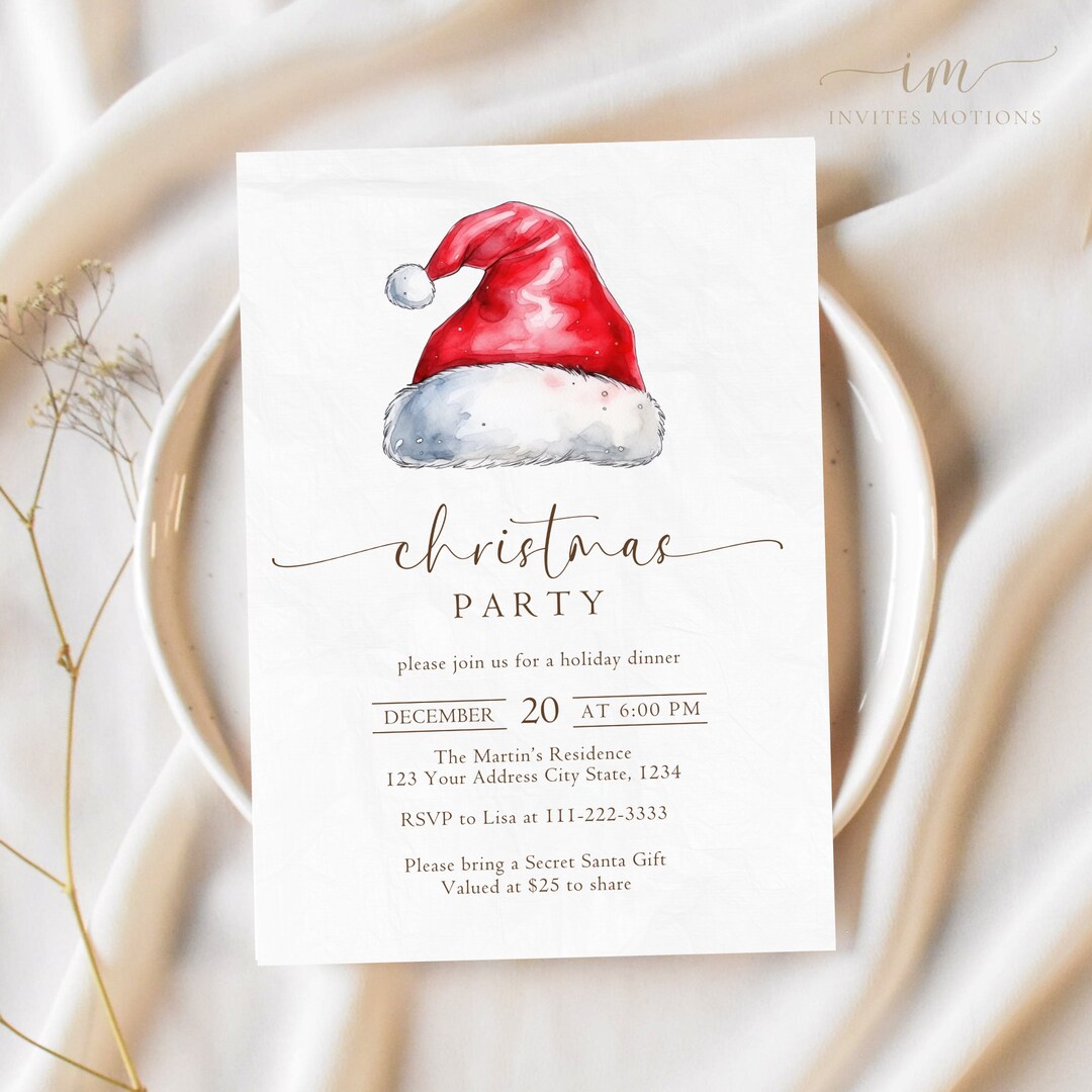 Christmas Party Invitation, Editable Christmas Party Invite, Secret ...