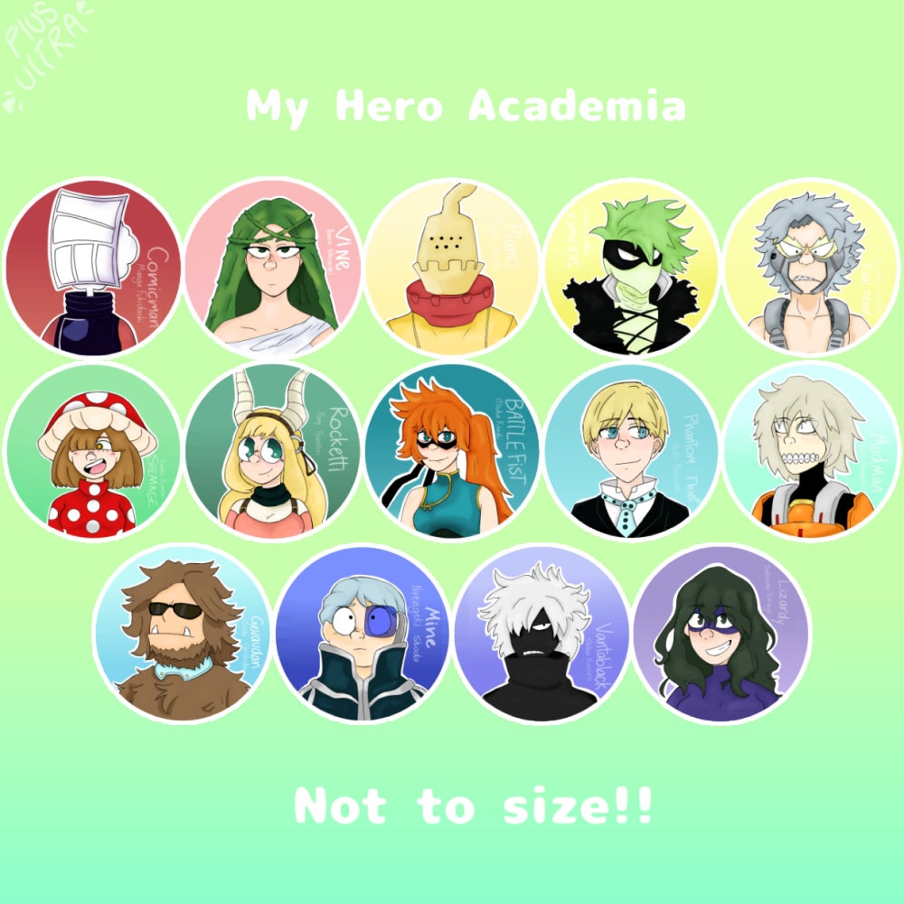 Button Badges (MHA, BNHA, My Hero Academia, Hand Drawn Digital Art ...