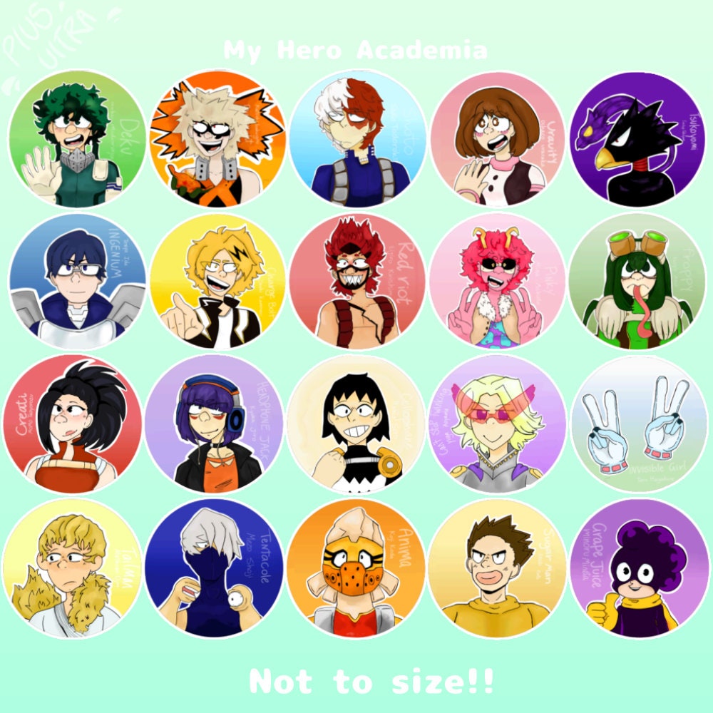 Button Badges (MHA, BNHA, My Hero Academia, Hand Drawn Digital Art ...