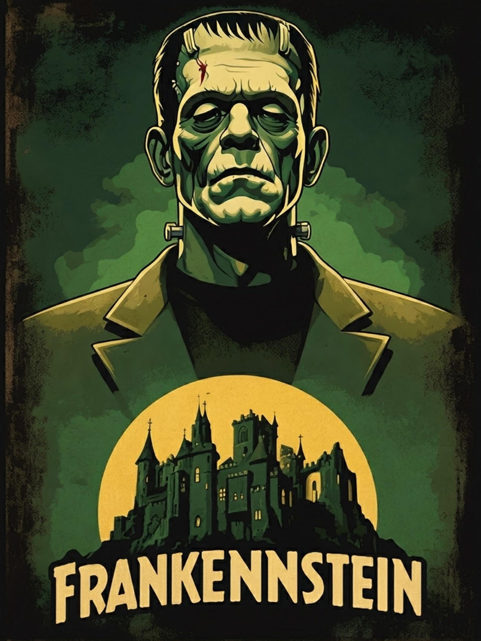 Vintage Frankenstein Poster | Classic Horror Movie Digital Wall Art ...