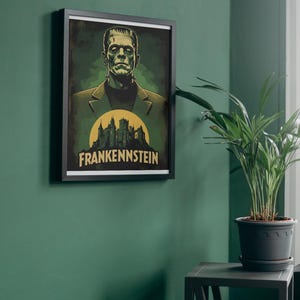 Vintage Frankenstein Poster | Classic Horror Movie Digital Wall Art ...