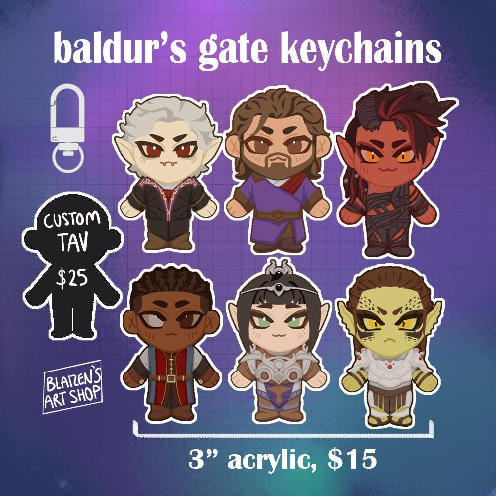 Baldur’s Gate 3 / Bg3 Keychains + Custom Tav Option! - Etsy