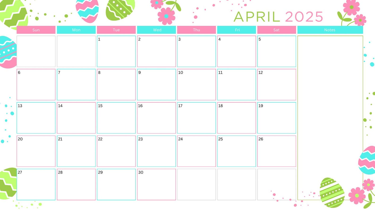 Digital April Calendar Sheet - Etsy