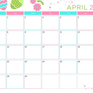 Digital April Calendar Sheet - Etsy