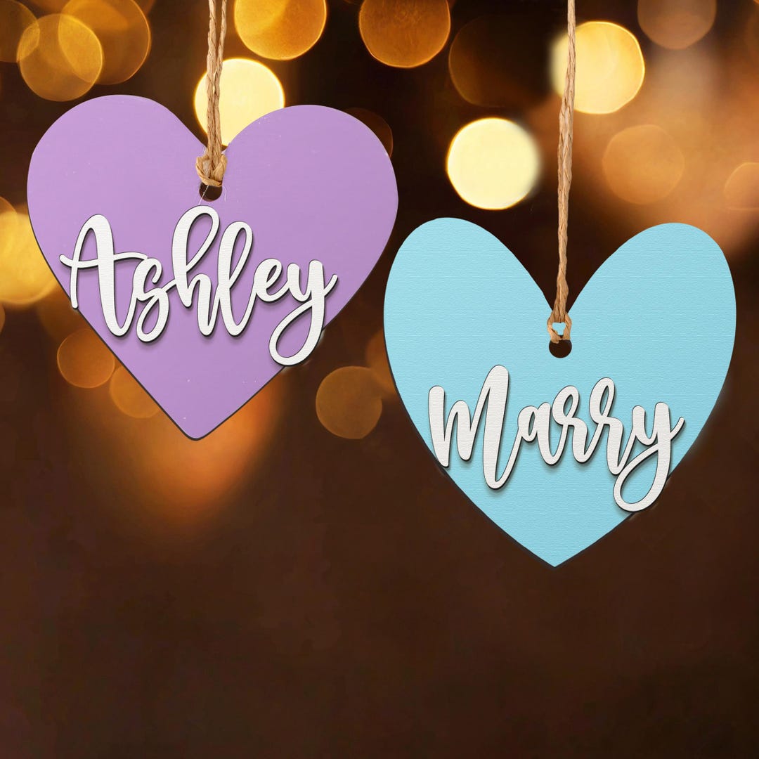 Custom Name Tag Heart Family Gift for Kids Valentine Day, Personalized ...