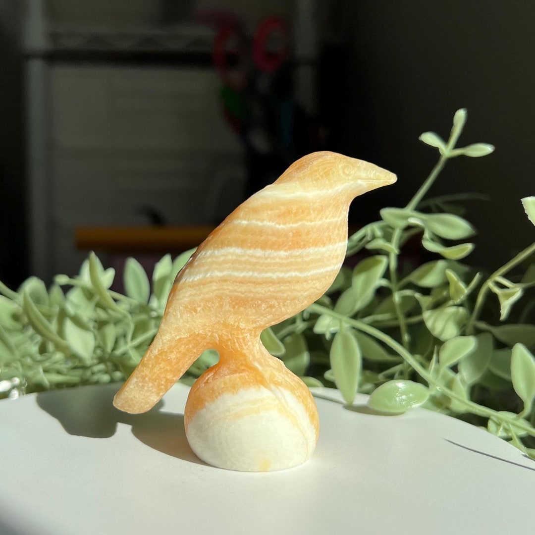 Yellow Calcite Raven Carving - Etsy