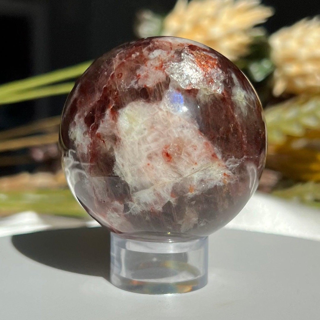 Red Fire Quartz and Garden Quartz Sphere Diameter Approximately: 2.06 ...