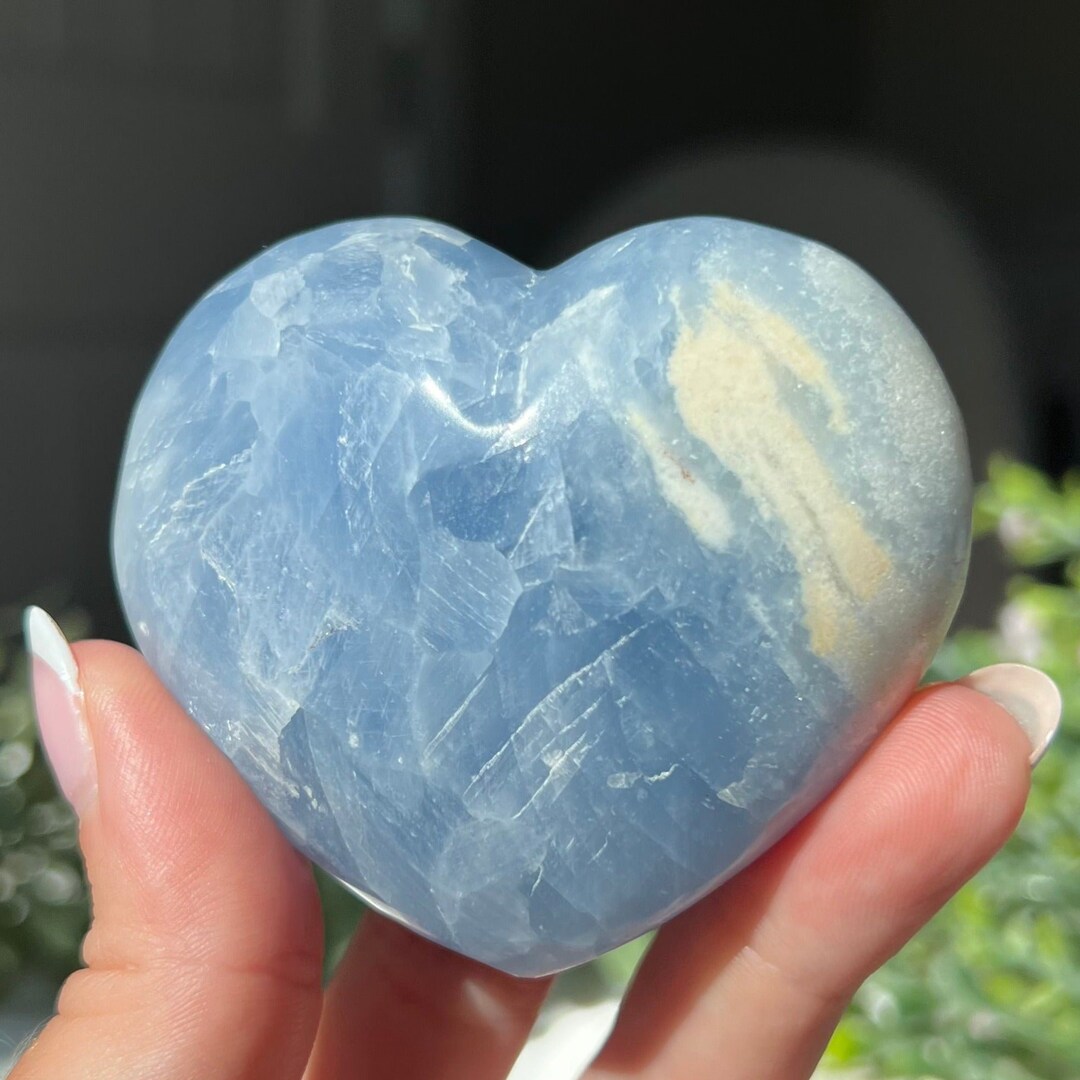Blue Calcite Heart Carving From Madagascar - Etsy