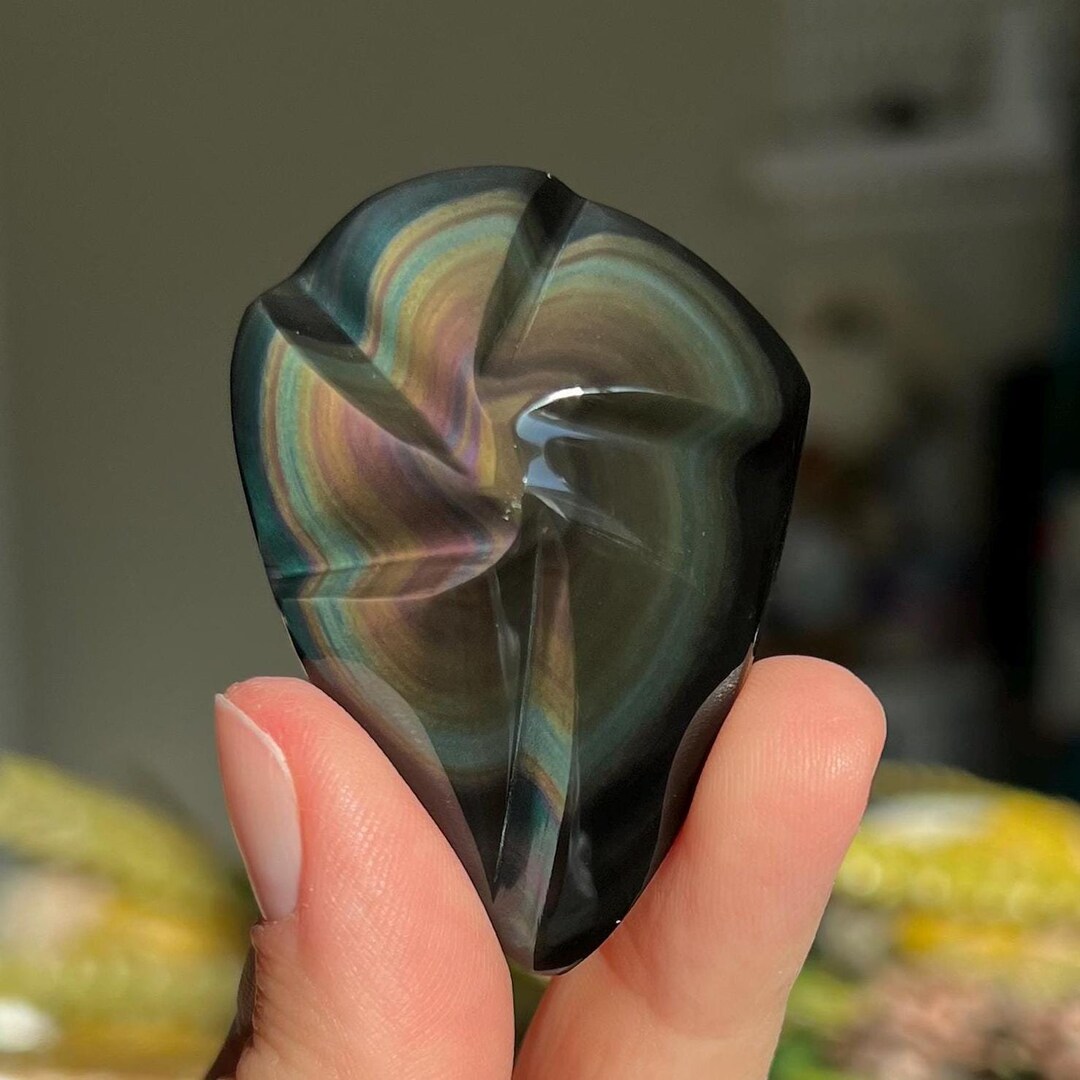 Rainbow Obsidian Whirlpool Carving From Mexico Hand Carved - Etsy