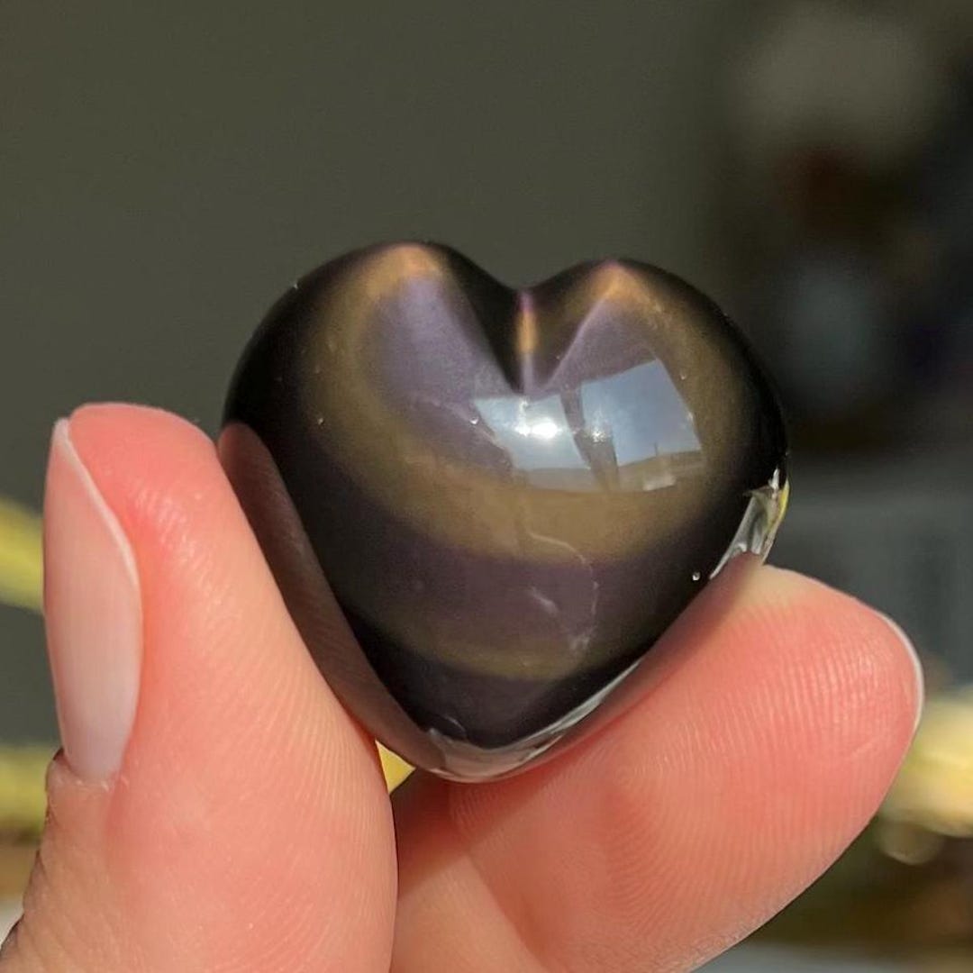 Rainbow Obsidian Heart Carving From Mexico | Hand Carved - Etsy