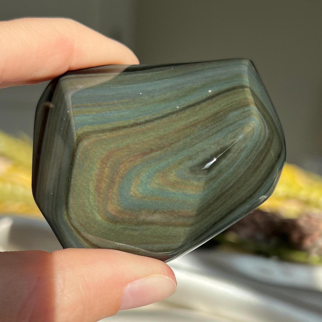 Rainbow Obsidian Freeform Carving From Mexico | Hand Carved - Etsy