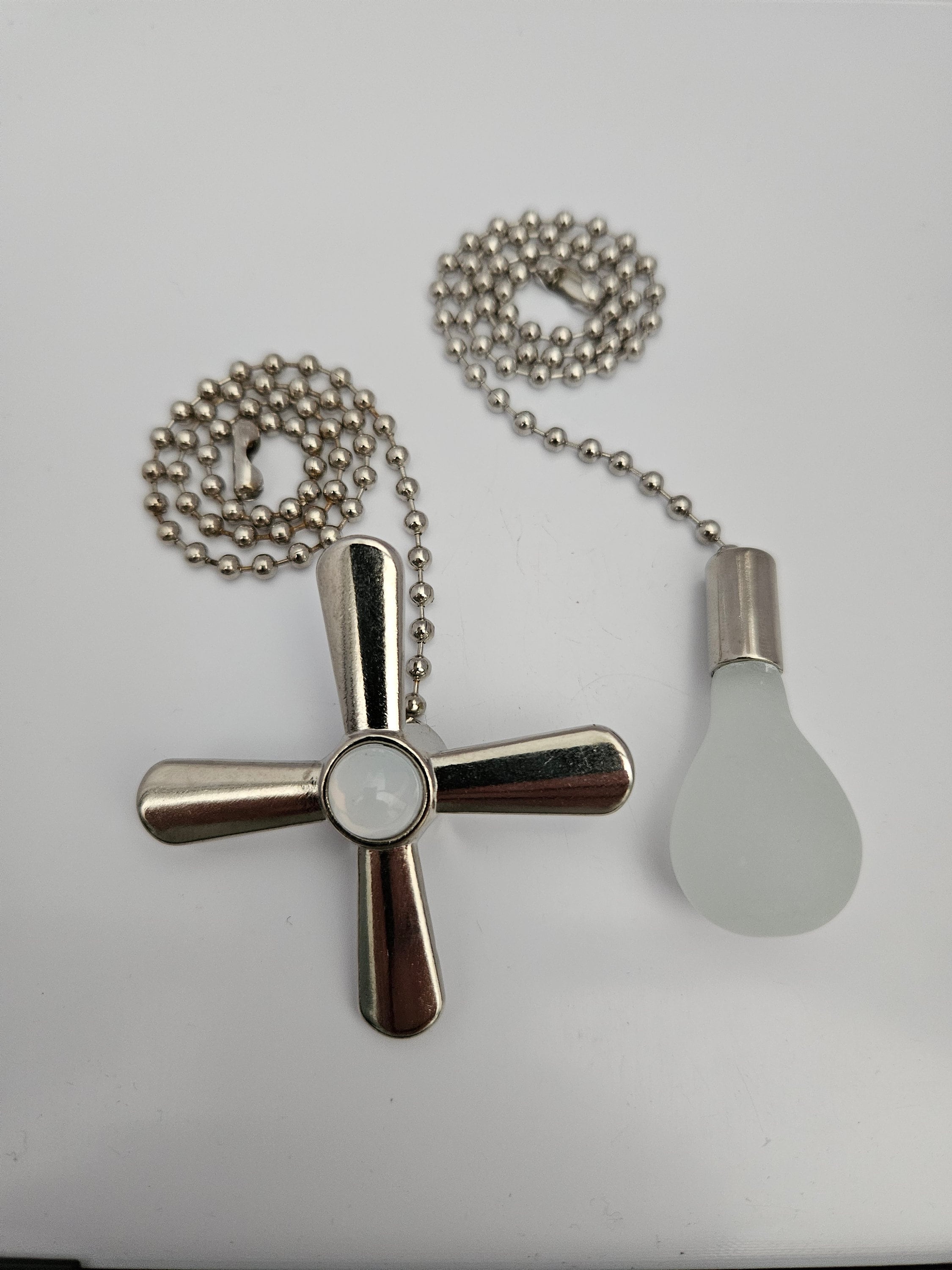 Pull Chain Pendants Polished Silver Light Bulb Charms Ceiling Fan 12 ...