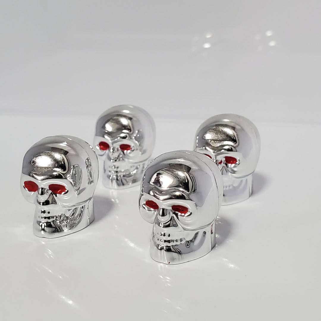 Skull Tire Valve Stem Caps: Terminator Style, Acrylic & Steel - Etsy