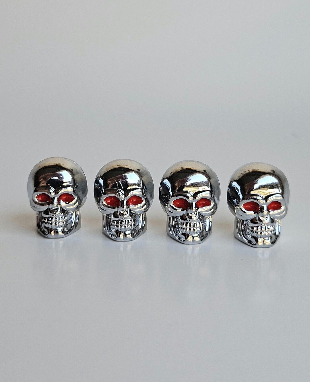 Wheel Air Caps Skull Head Tire Valve Stem Caps: High Gloss Silver ...