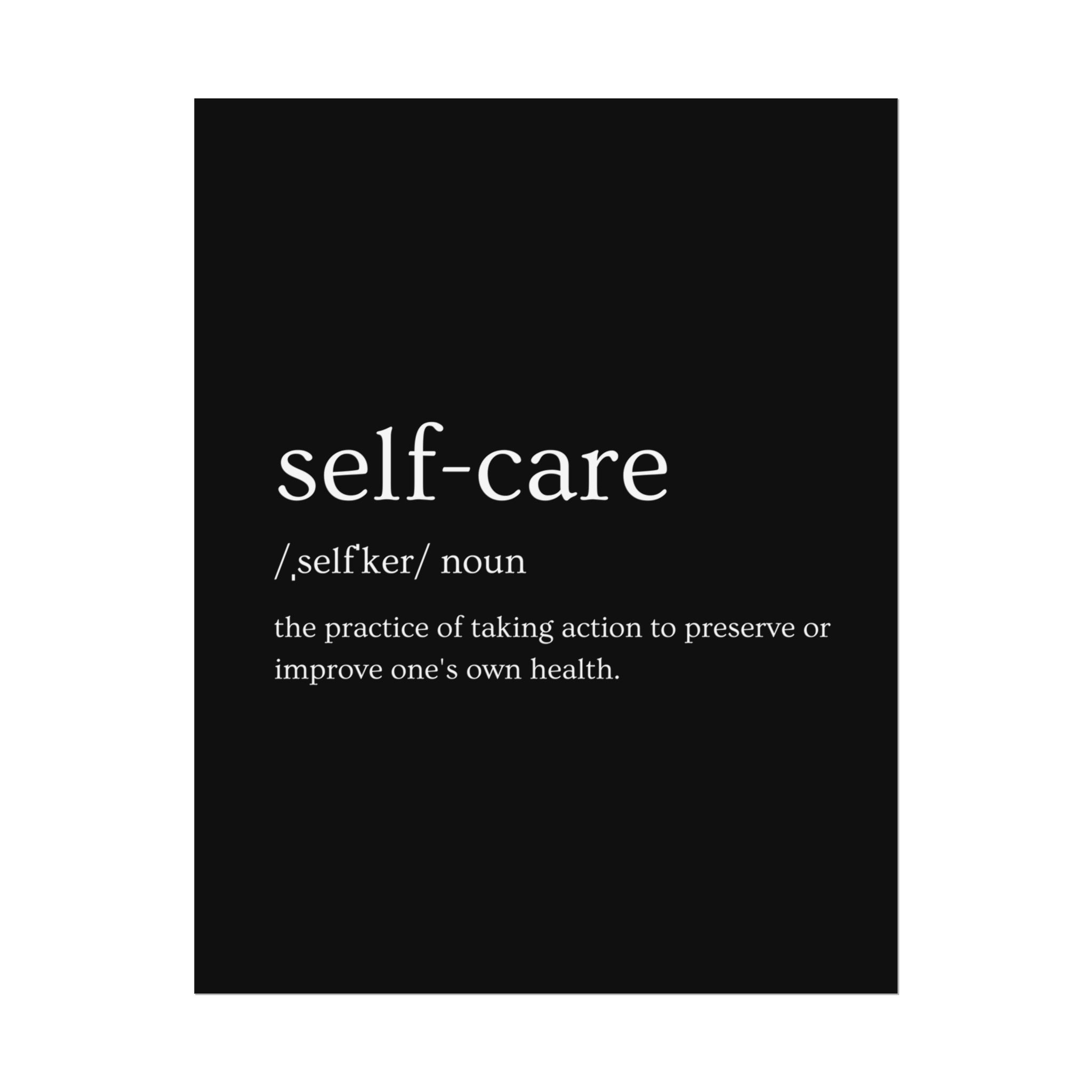 Self-care Definition Poster Motivational Wall Art, Modern Typography ...