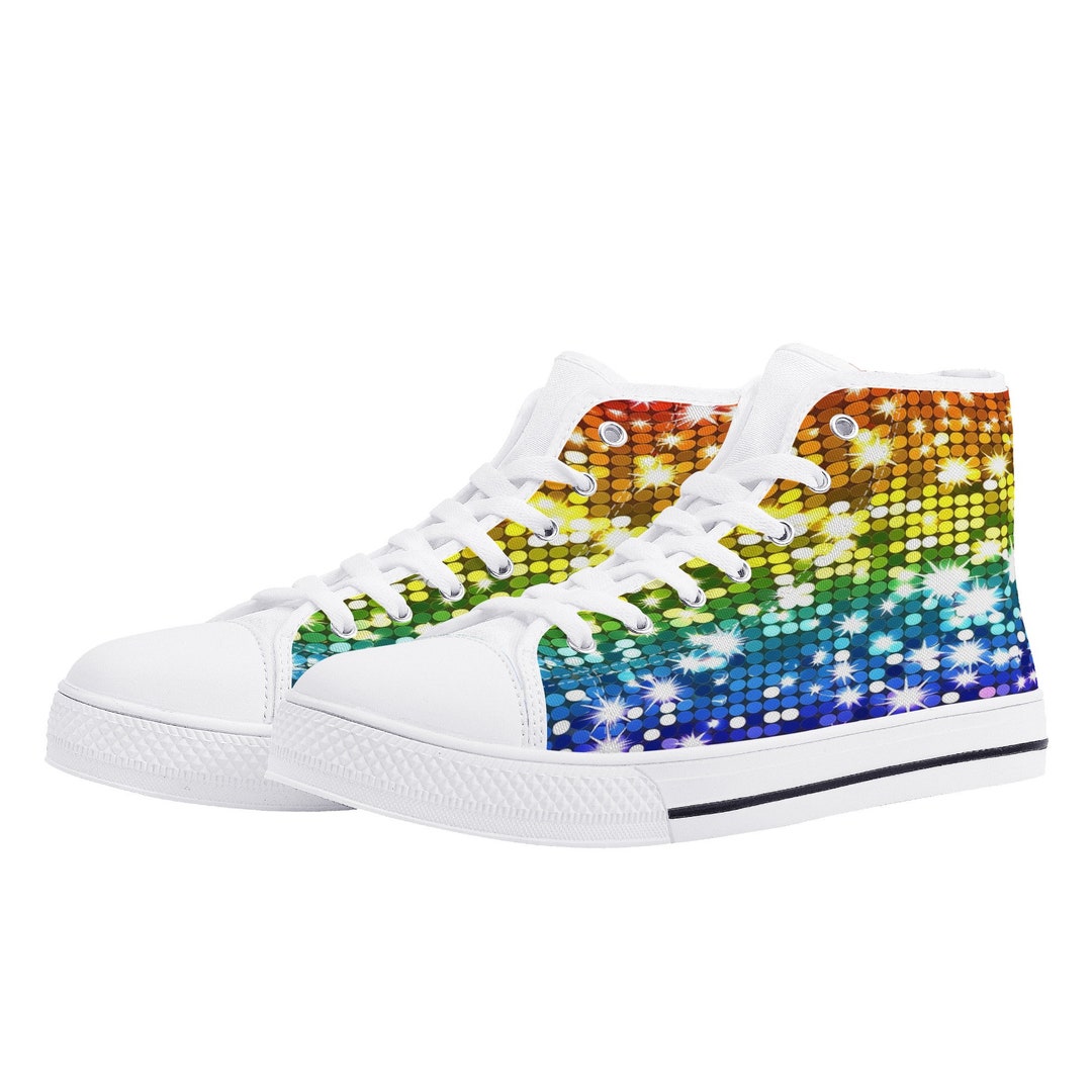 Rainbow Pride Lgbtq Men's Fashion High Top Canvas Shoes - Etsy