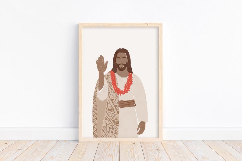 Samoan Jesus Christ Art: Polynesian Ula Fala Decor (digital Download ...